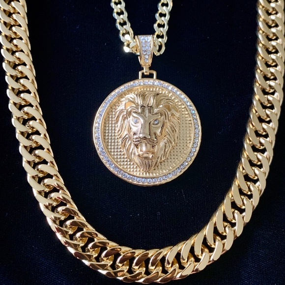 Accessories | Big Lion Diamonds Cz 18k Gold Chain Made In Italy | Poshmark